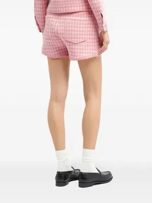 BARRIE Gingham-check Cashmere-blend Shorts - Pink