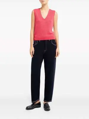 BARRIE V-neck Cashmere Top - Pink