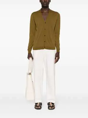ROBERTO COLLINA Button-up Fine-knit Cardigan - Green