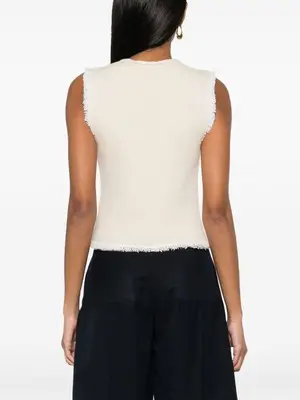 BARRIE Frayed-detail Knit Top - Neutrals