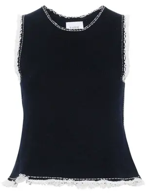 BARRIE Frayed-detailing Knitted Top - Blue