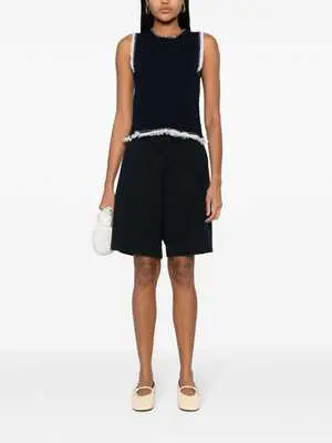 BARRIE Frayed-detailing Knitted Top - Blue
