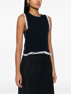 BARRIE Frayed-detailing Knitted Top - Blue