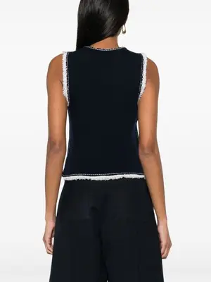 BARRIE Frayed-detailing Knitted Top - Blue