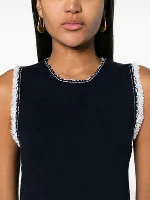 BARRIE Frayed-detailing Knitted Top - Blue