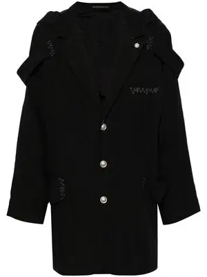 Yohji Yamamoto Contrast-stitch Single-breasted Blazer