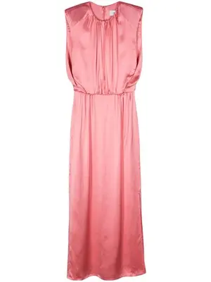 YVES SALOMON Pleat-detail Satin Dress - Pink