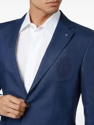 BILLIONAIRE Logo-embroidered Linen Blazer