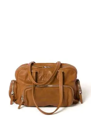 Miu Miu Logo-embossed Leather Tote Bag