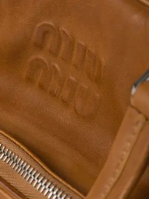 Miu Miu Logo-embossed Leather Tote Bag