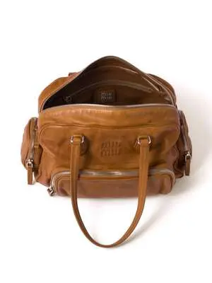 Miu Miu Logo-embossed Leather Tote Bag