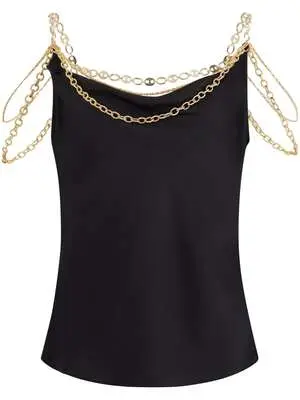 Rabanne Chain-detail Cowl-neck Top - Black
