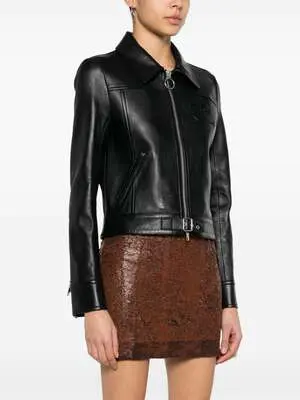 COURREGES Iconic Zip-up Leather Jacket