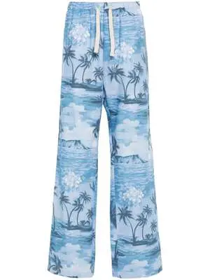 Palm Angels Sunset-print Wide-leg Trousers