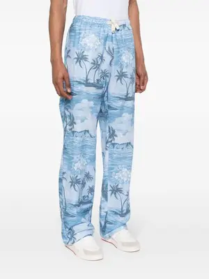 Palm Angels Sunset-print Wide-leg Trousers