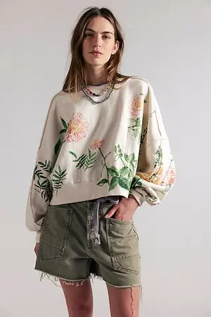 Free People Gaia Graphic Sweatshirt Floral Combo