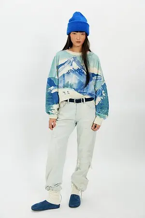 Free People Gaia Graphic Sweatshirt - Ski Combo