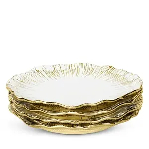 Michael Aram Anemone Tidbit Plates, Set Of 4 - White/gold