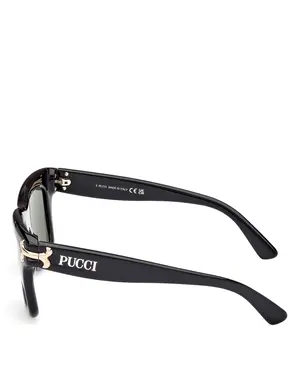 Emilio Pucci Square Sunglasses, 50mm - Black/green Solid