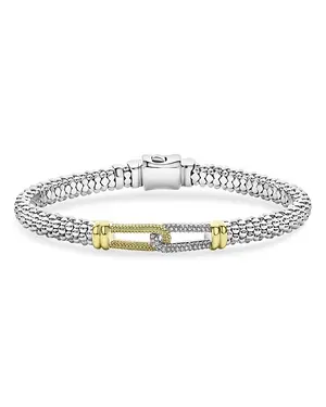 Lagos 18k Yellow Gold And Sterling Silver Diamond Bracelet - Silver/gold