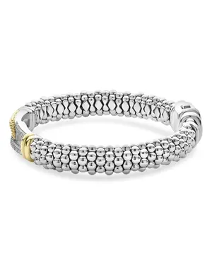 Lagos 18k Yellow Gold And Sterling Caviar Lux Diamond Loop Bracelet