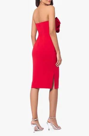 Betsy & Adam Rosette Strapless Cocktail Dress