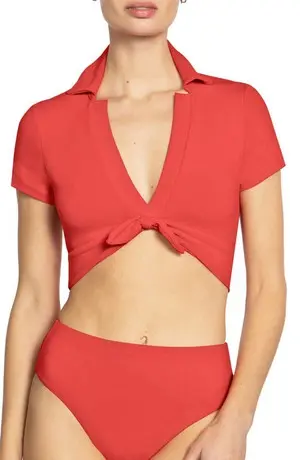 Robin Piccone Robin Piccone Ava Shirt Bikini Top Guava