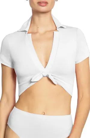 Robin Piccone Ava Shirt Bikini Top - White