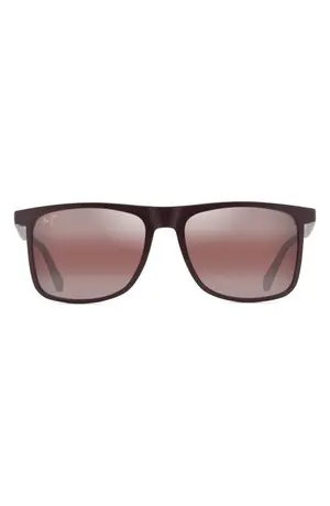 Maui Jim Makamae 56mm Polarized Square Sunglasses - Matte Burgundy