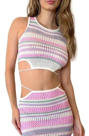 CAPITTANA Lia Stripe Strappy Crop Cover-up Top - Multicolor