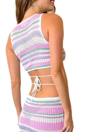 CAPITTANA Lia Stripe Strappy Crop Cover-up Top