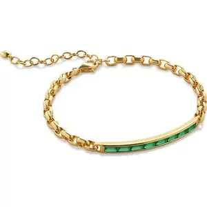 Monica Vinader Mini Baguette Chain Bracelet - 18ct Gold Vermeil / Green Onyx