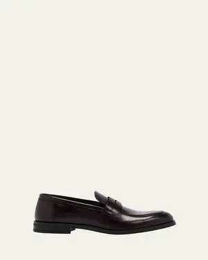 STUART WEITZMAN Club Burnished Leather Penny Loafers