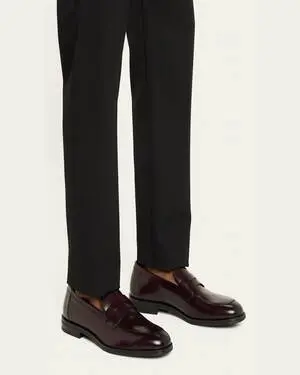 STUART WEITZMAN Club Burnished Leather Penny Loafers