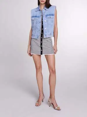 Maje Sleeveless Denim Jacket - Blue