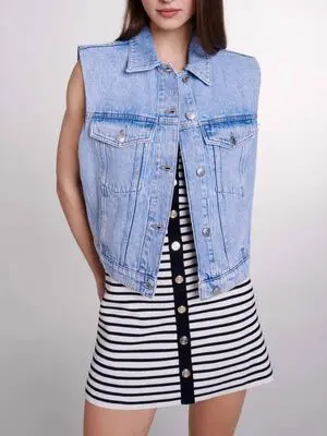 Maje Sleeveless Denim Jacket