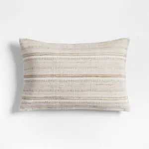 Crate & Barrel Vittoria Silk Blend Textured Calm Beige Throw Pillow With Feather Insert - Natural