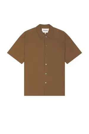 FRAME FRAME Waffle Textured Shirt In Brown Dark Beige