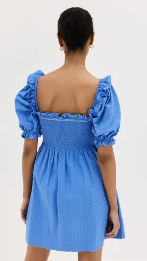 knee length dresses for ladies Sherri Hill Short Blue Print Ruffle Homecoming Dress 57295 main image 0