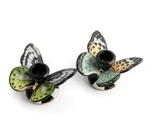 MACKENZIE-CHILDS Set Of 2 Butterfly Candle Holders - One-color
