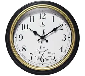 INFINITY Instruments Classic Gold Trim In/outdo Or Clock, 12 - One-color