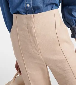 Veronica Beard Komi Flared Linen-blend Pants - Beige