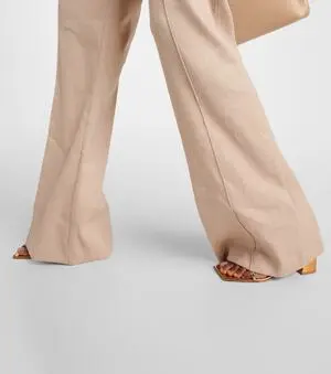 Veronica Beard Komi Flared Linen-blend Pants - Beige