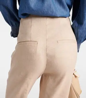 Veronica Beard Komi Flared Linen-blend Pants - Beige