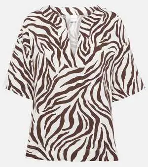 Max Mara Siberia Zebra-print Jersey Top