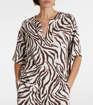 Max Mara Siberia Zebra-print Jersey Top
