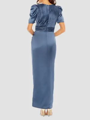 Mac Duggal Satom Puff-sleeve Draped Gown