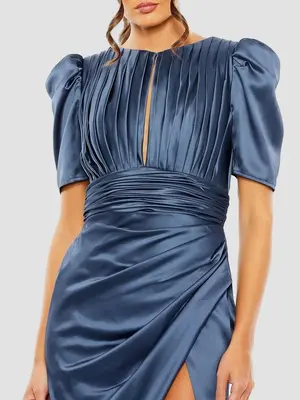 Mac Duggal Satom Puff-sleeve Draped Gown