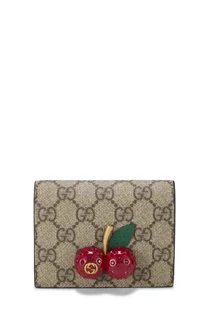 Gucci Original Gg Supreme Canvas Cherry Card Case - Red