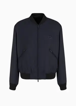 Giorgio Armani Cashmere And Silk Canvas Blouson Midnight Blue